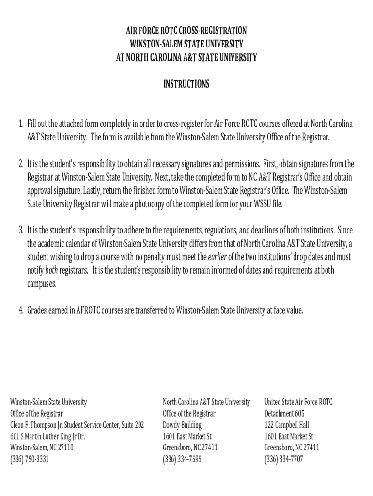 Fillable Online Air Force Rotc Cross-registration Instructions Fax ...