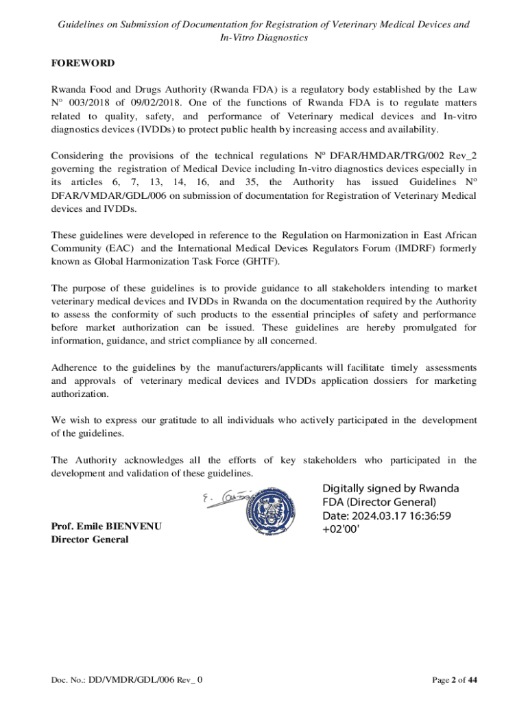 Fillable Online Guidelines for Registration of Veterinary Medical Devices and in-vitro ...