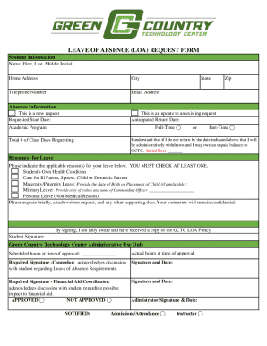 Fillable Online Leave of Absence (loa) Request Fax Email Print - pdfFiller