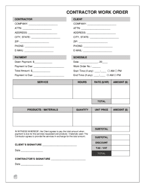 Fillable Online Contractor Work Order Document Fax Email Print - pdfFiller