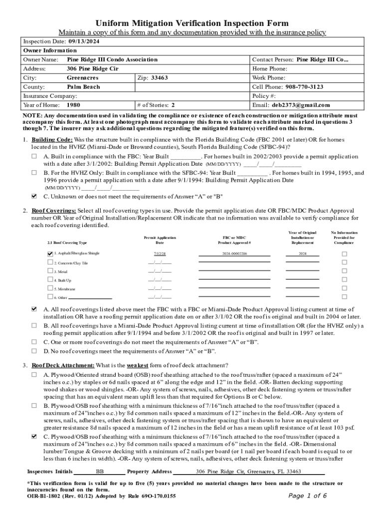 Fillable Online Mitigation Verification Inspection for Pine Ridge Iii ...