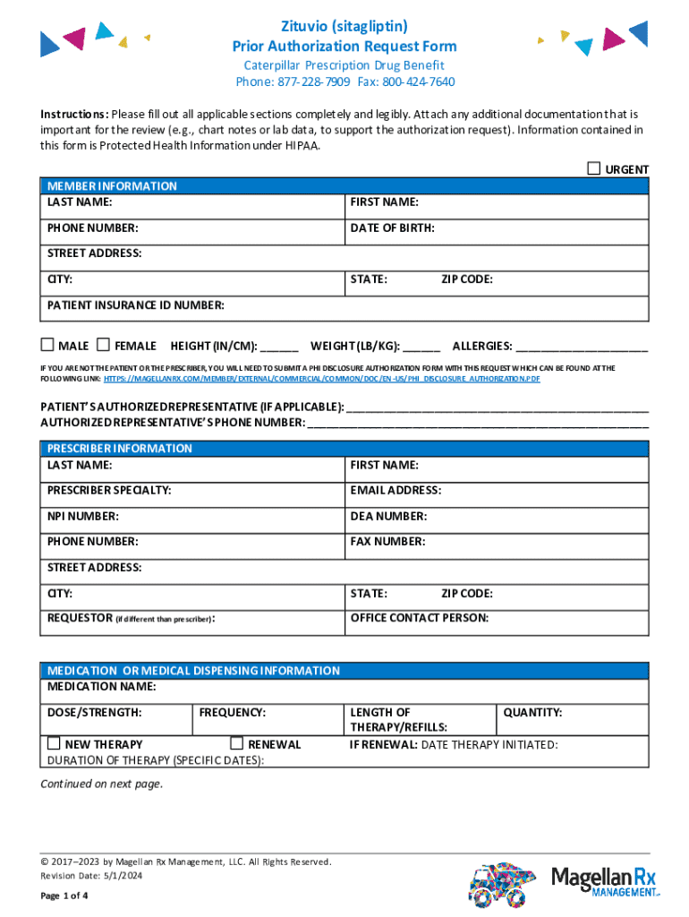 Fillable Online Zituvio (sitagliptin) Prior Authorization Request Form ...