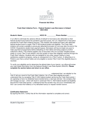 Fillable Online Fresh Start Initiative for Federal Student Loan ...