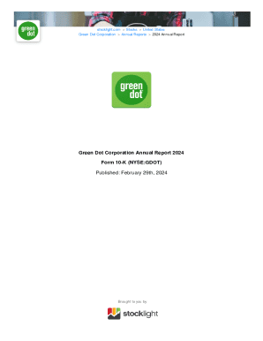 Fillable Online Green Dot Corporation Annual Report 2024 Fax Email ...