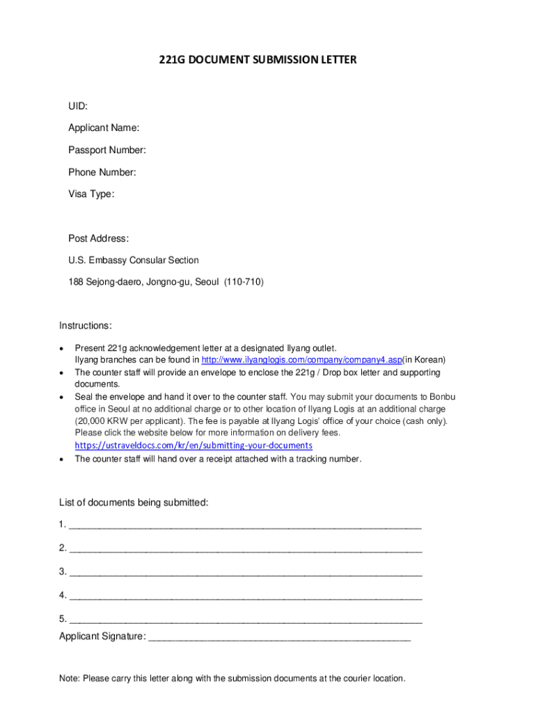 Fillable Online 221g Document Submission Instructions Fax Email Print ...