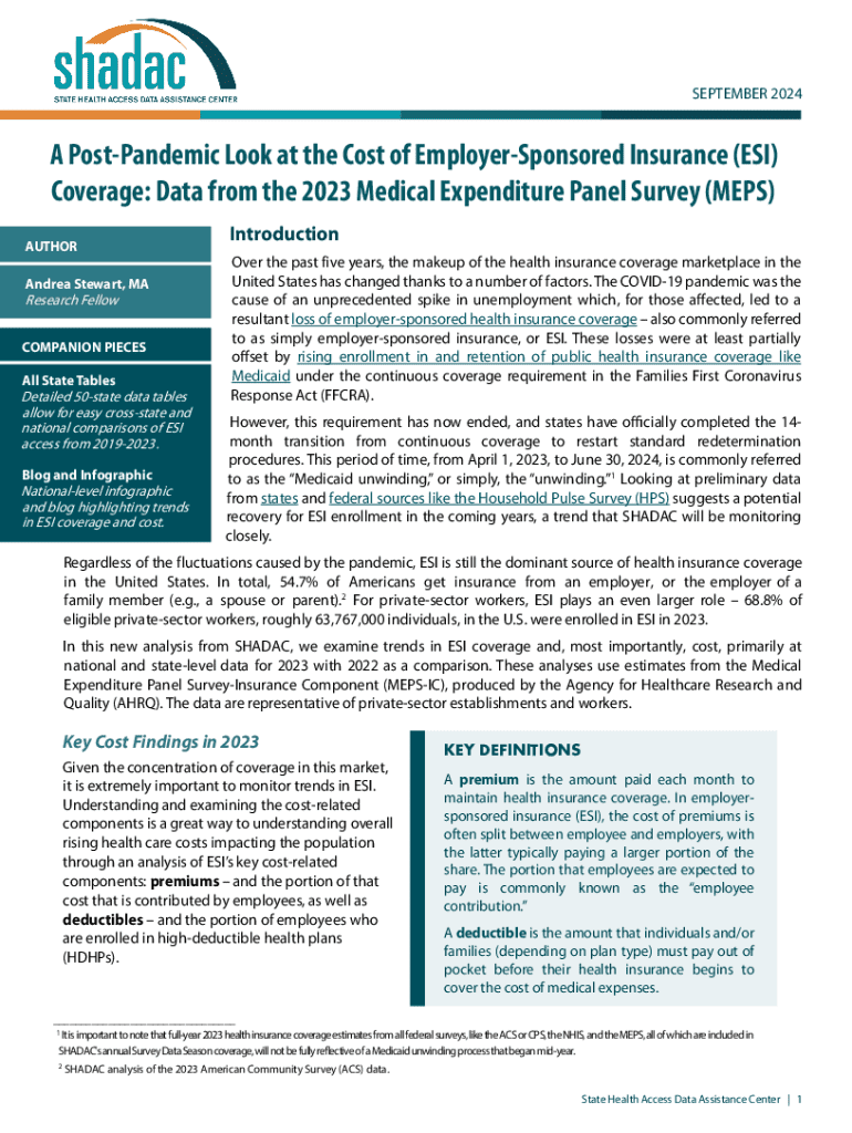 Fillable Online a Post-pandemic Look at the Cost of Employer-sponsored ...