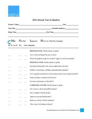 Fillable Online Docent Tour Evaluation Fax Email Print - pdfFiller