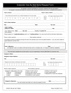 Fillable Online Statewide Vote-by-mail Ballot Request Form Fax Email ...