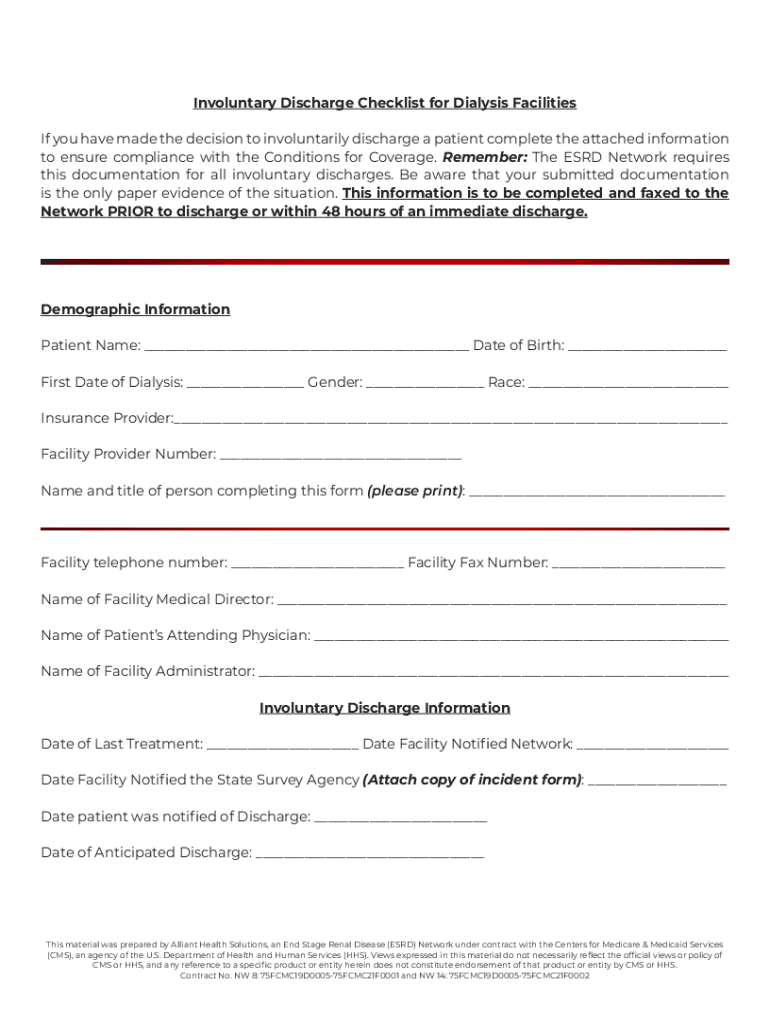 Fillable Online Guide to Completing the Involuntary Discharge (ivd ...