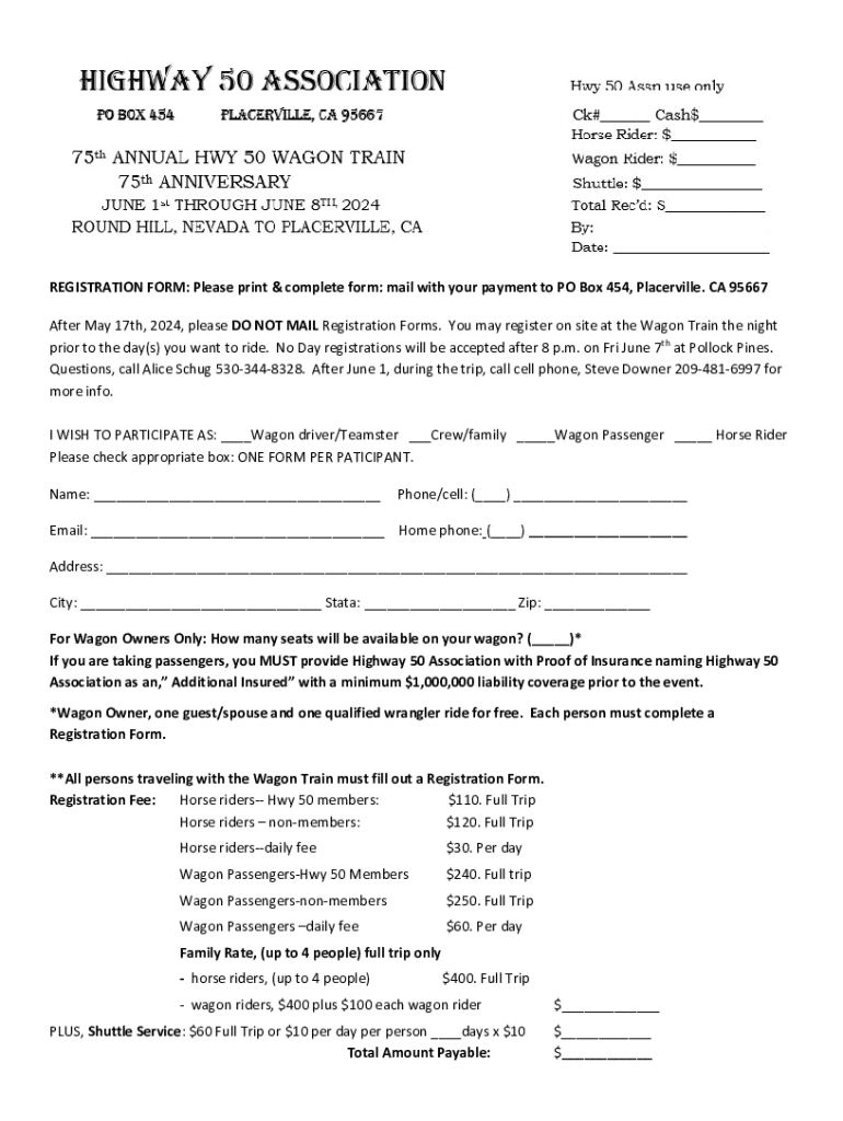 Fillable Online 2024 Wagon Train Registration Fax Email Print - pdfFiller