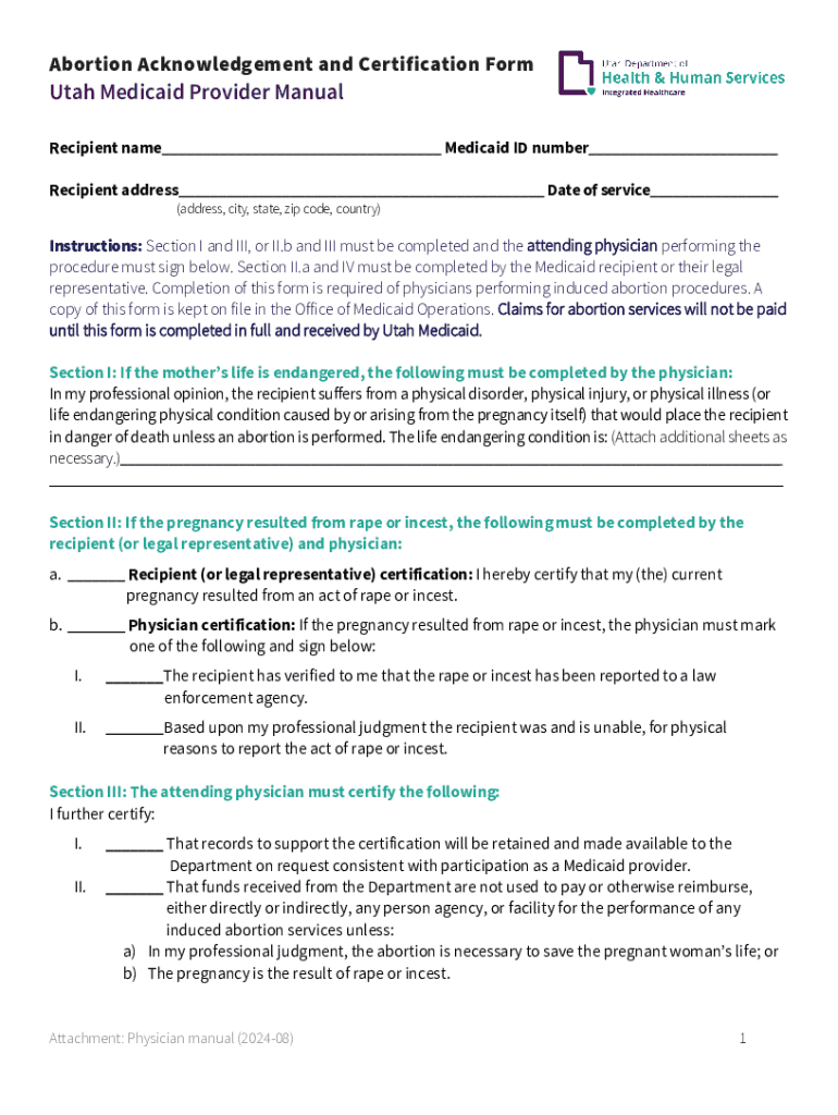 Fillable Online Abortion Acknowledgement Form.pdf Fax Email Print - pdfFiller