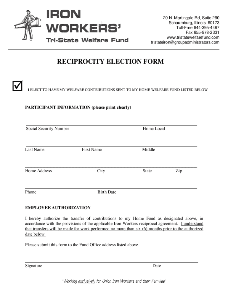 Fillable Online Reciprocity Election Form Fax Email Print - pdfFiller