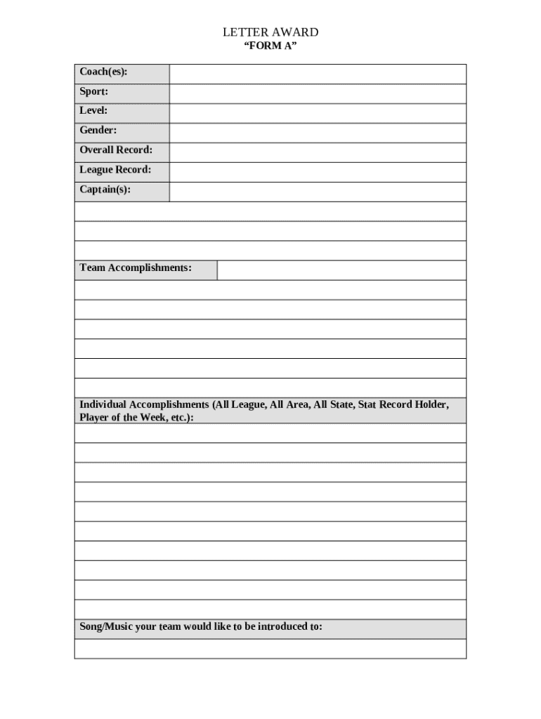 Letter Award Doc Template | pdfFiller