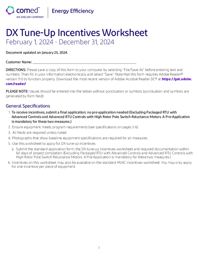 Fillable Online Dx Tune-up Incentives Worksheet Fax Email Print - pdfFiller
