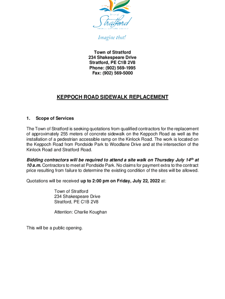 Fillable Online Keppoch Road Sidewalk Replacement Fax Email Print - pdfFiller