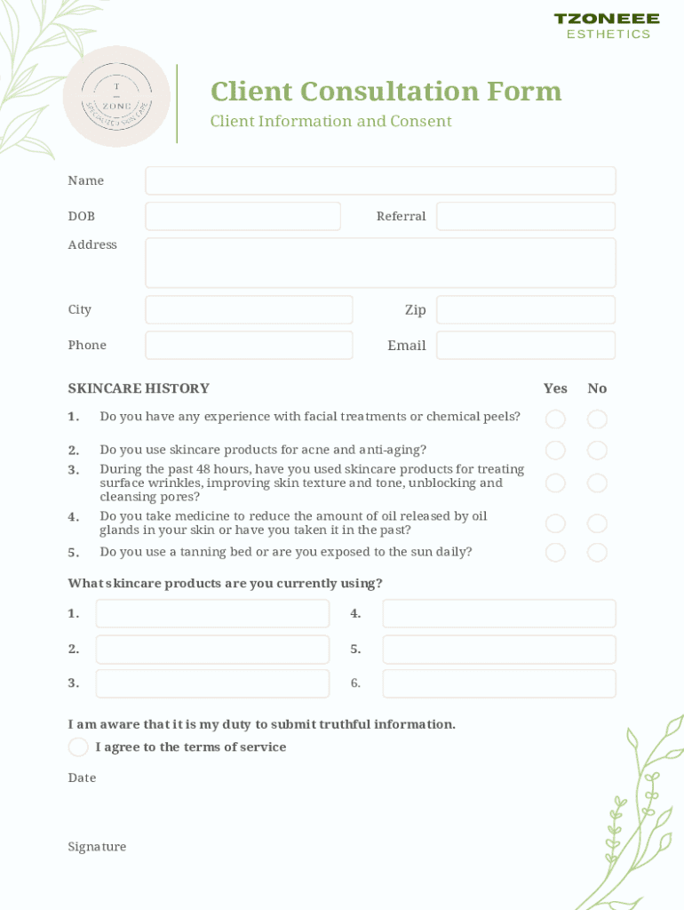 Fillable Online Client Information and Consent Fax Email Print - pdfFiller