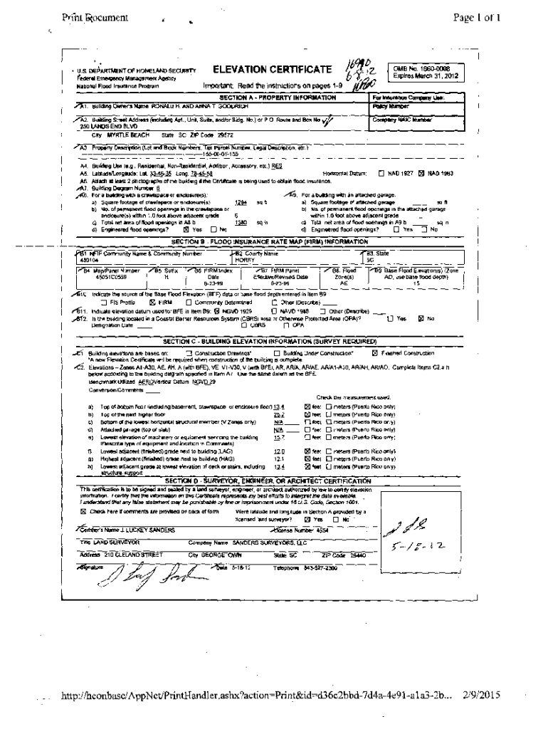 Fillable Online Elevation Certificate Fax Email Print - pdfFiller