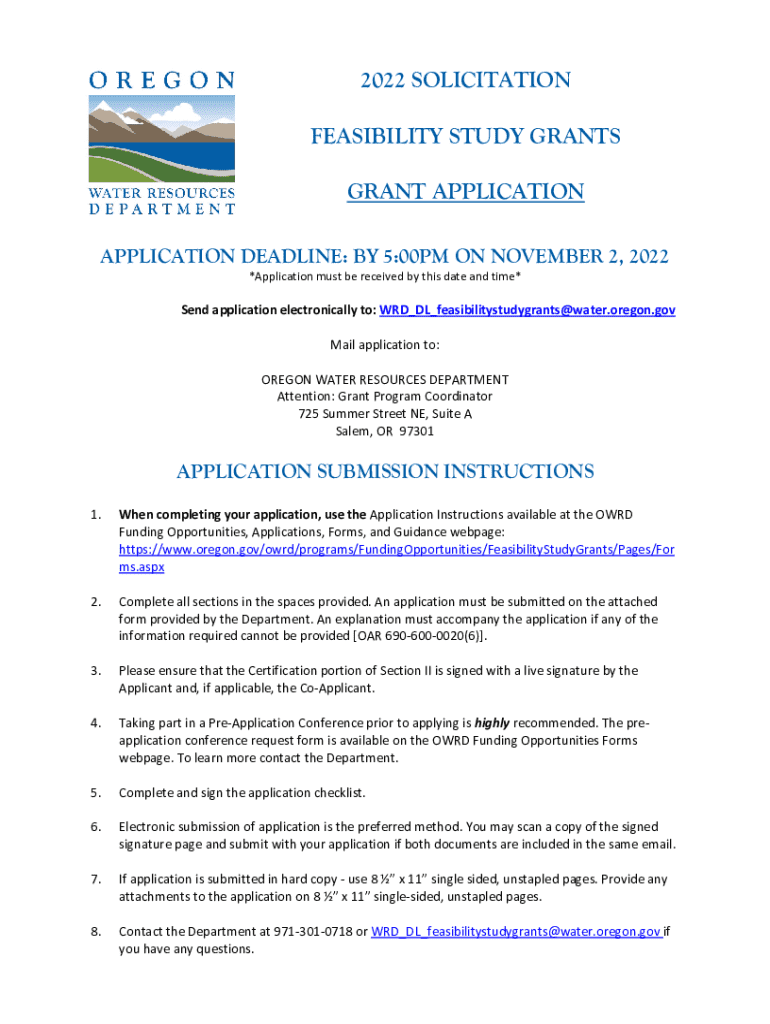Fillable Online Feasibility Study Grant Application - City of North Plains Fax Email Print ...