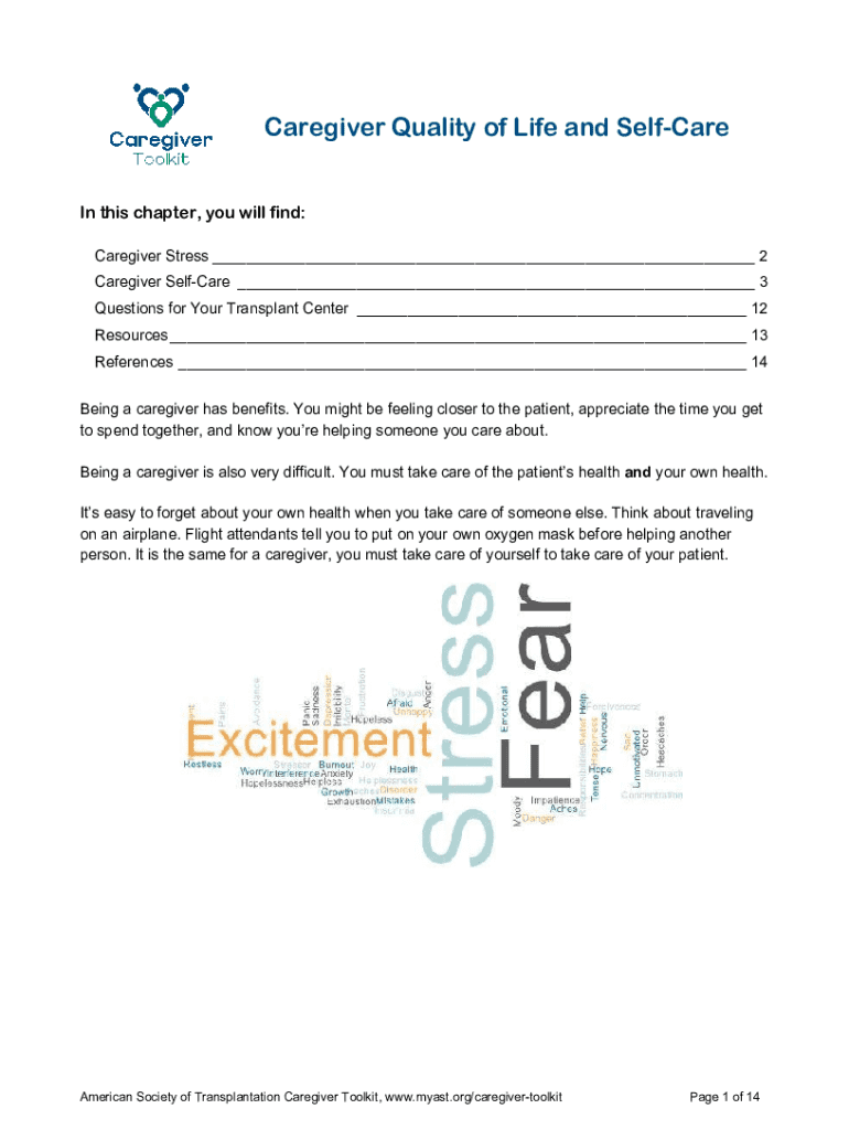 Fillable Online Caregiver Quality of Life and Self-care Fax Email Print - pdfFiller