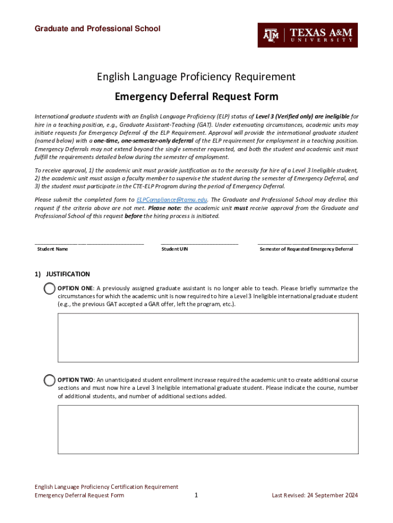 Fillable Online English Language Proficiency Requirement Fax Email ...