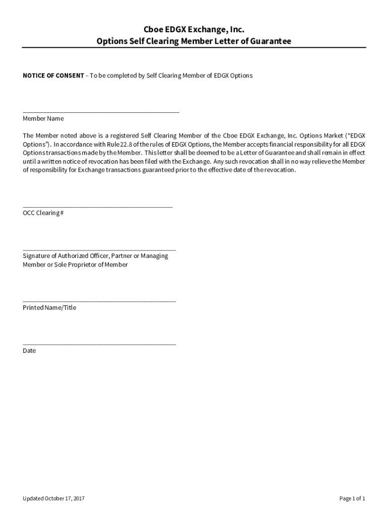 Fillable Online Cboe Edgx Exchange Options Self Clearing Member ...