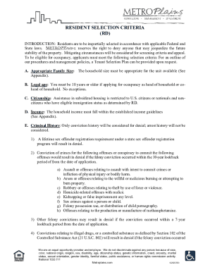 Fillable Online Resident Selection Criteria Overview Fax Email Print ...