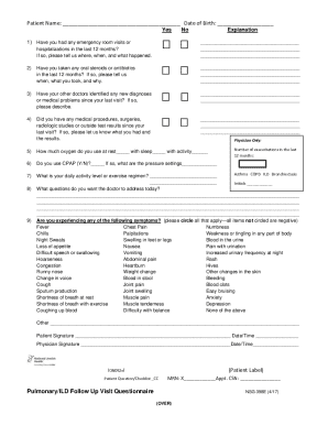 Fillable Online Pulmonary Follow-up Questionnaire Fax Email Print ...