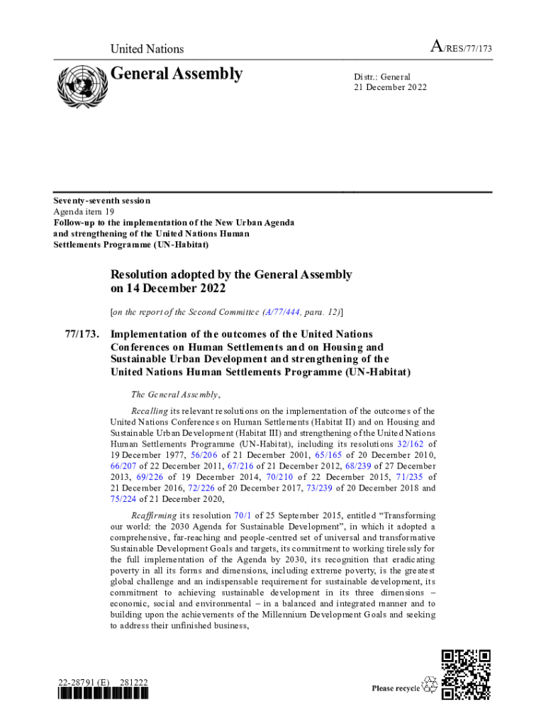 Fillable Online Implementation of the Outcomes of the United Nations ...