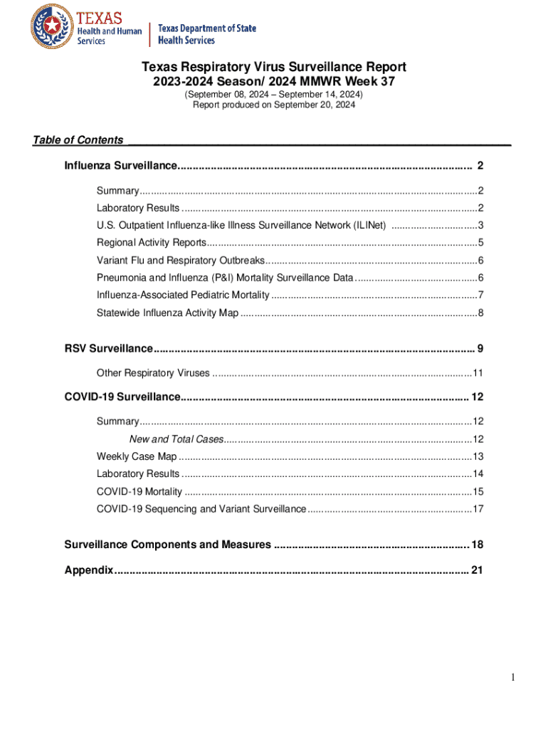 Fillable Online Texas Respiratory Virus Surveillance Report 2023-2024 Season Fax Email Print ...