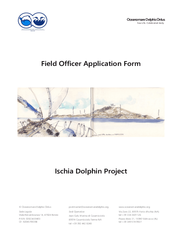Fillable Online Ischia Dolphin Project Field Officer Application Fax ...