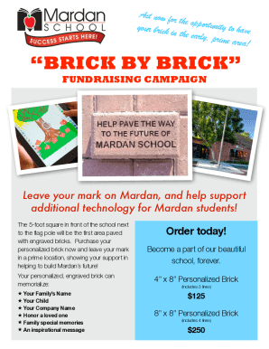 Fillable Online Mardan Foundation Engraved Brick Order Form Fax Email ...