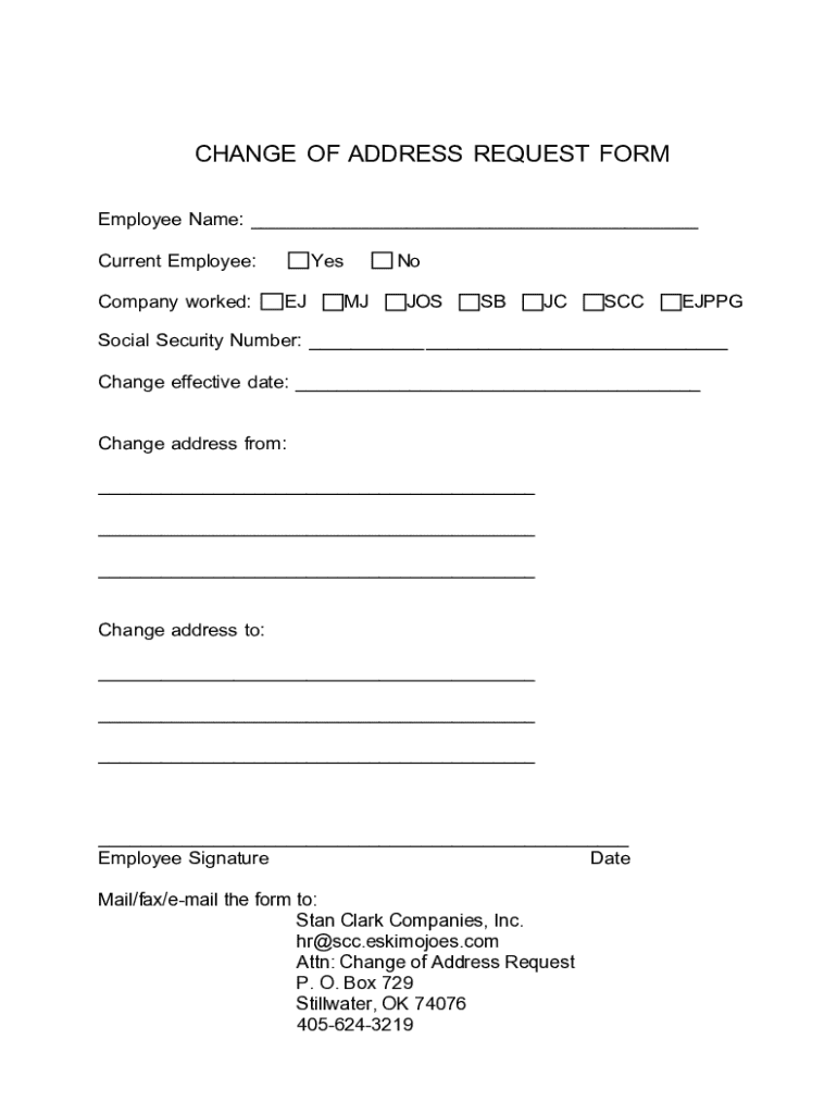 Fillable Online Change of Address Request Fax Email Print - pdfFiller