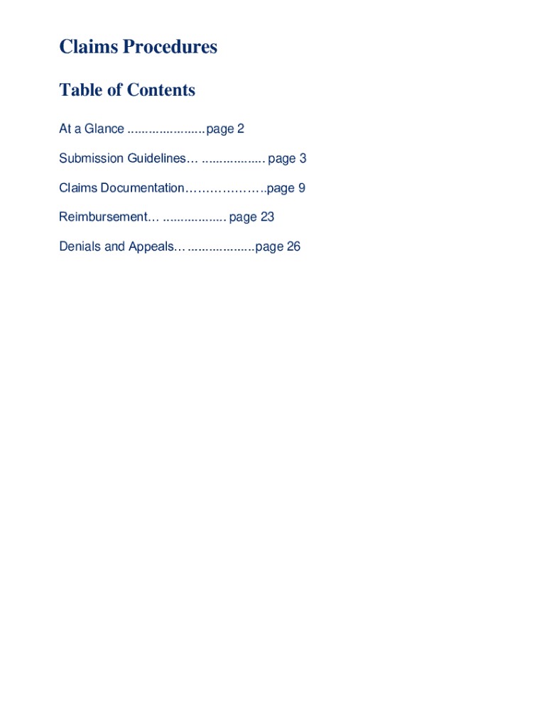 Fillable Online Claims Procedures Overview Fax Email Print - pdfFiller