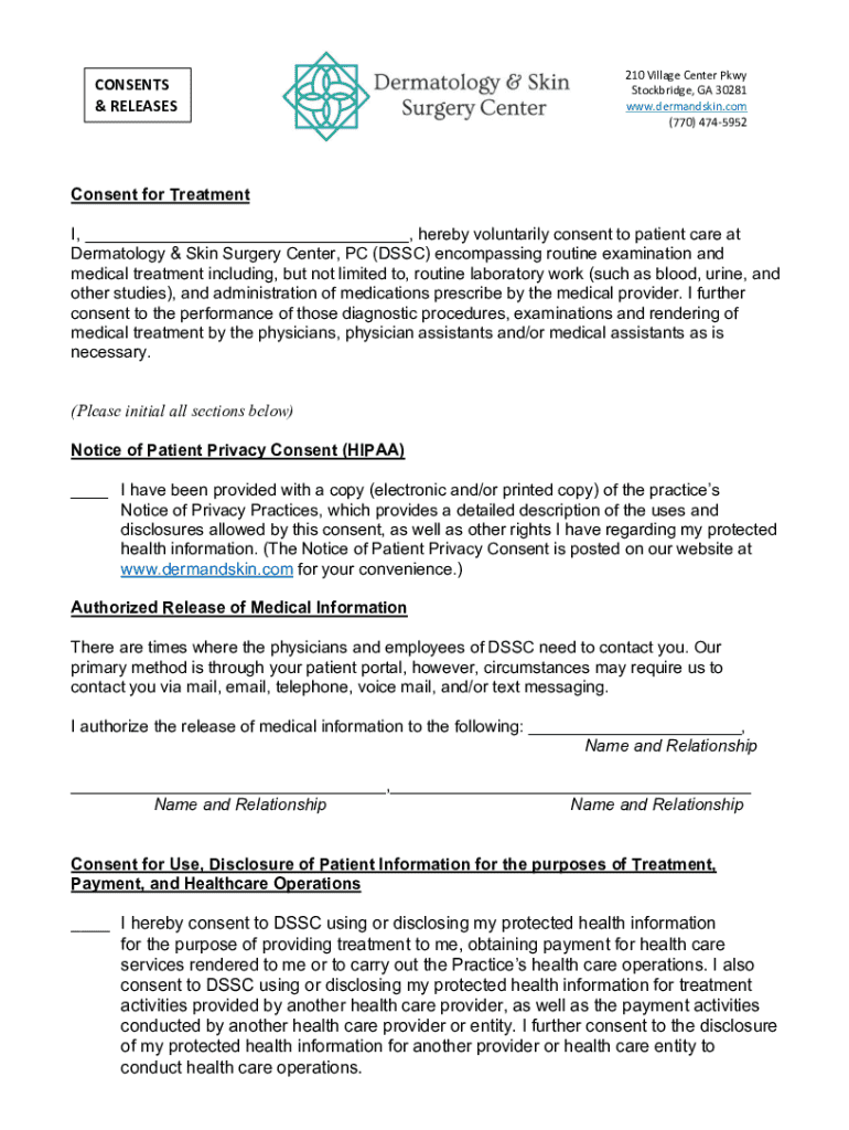 Fillable Online Patient Consent for Treatment and Release of Information Fax Email Print - pdfFiller