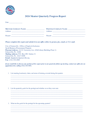 Fillable Online 2024 Mentor Quarterly Progress Report Fax Email Print ...