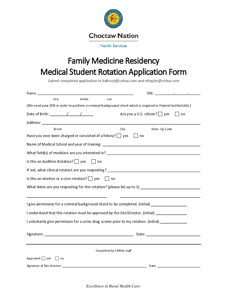 Fillable Online Medical Student Rotation Application Fax Email Print - pdfFiller