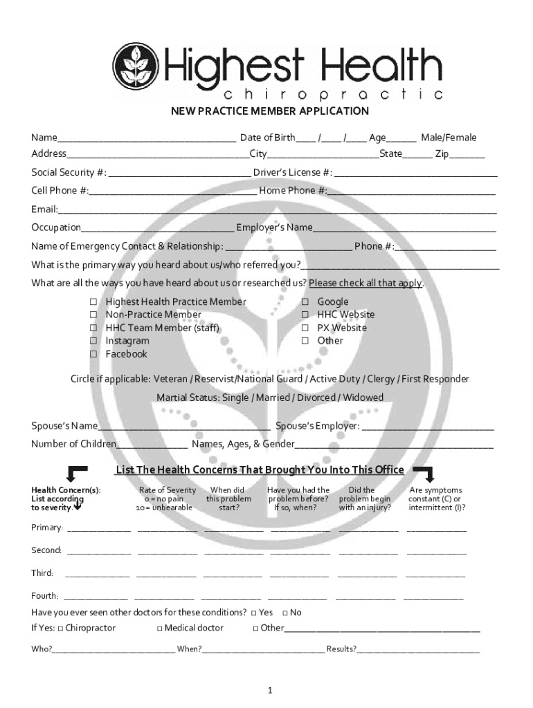Fillable Online New Practice Member Adult Paperwork (15+ years) 6.26.24 ...