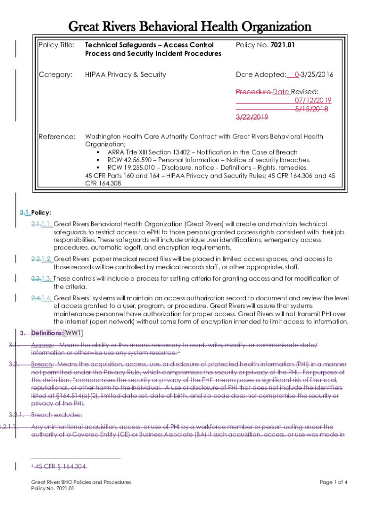 Fillable Online Technical Safeguards – Access Control Policy Fax Email Print - pdfFiller