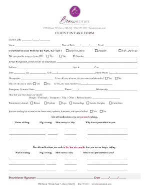 Fillable Online Client Intake Form for Cosmetic Procedures Fax Email ...