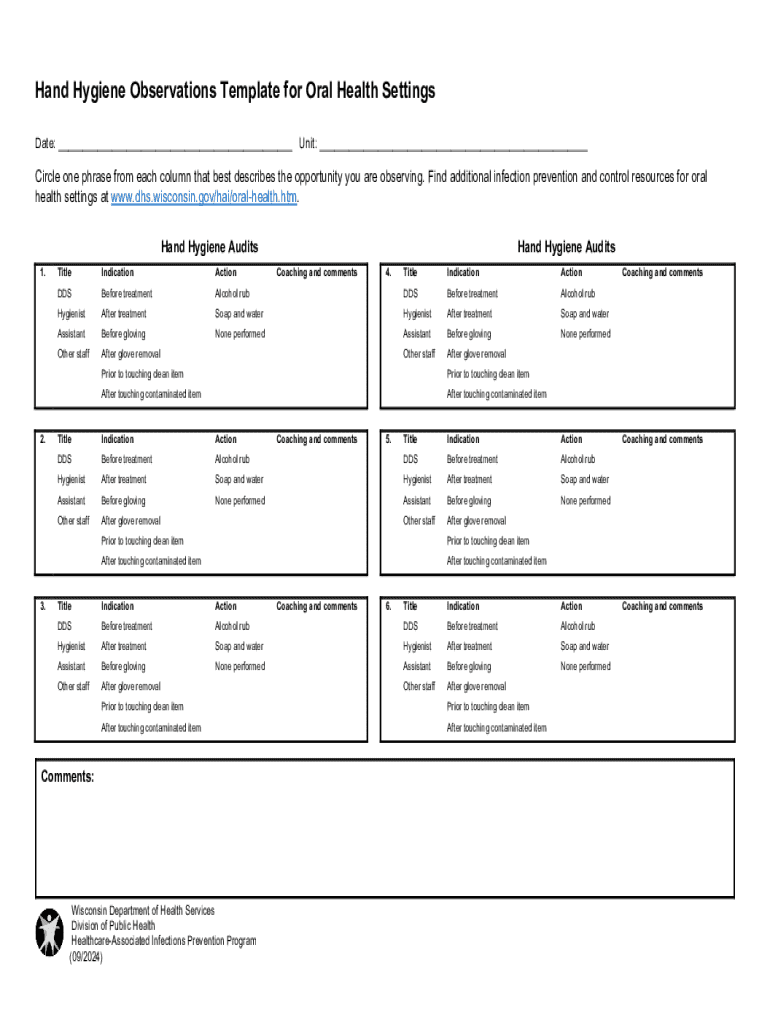 Fillable Online Hand Hygiene Observations Template Fax Email Print ...