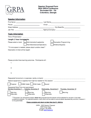Fillable Online 2024 Grpa Conference Session Proposal Fax Email Print ...