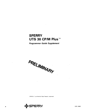 Fillable Online Sperry Uts 30 Cp/m Plus Programmer Guide Supplement Fax Email Print - pdfFiller