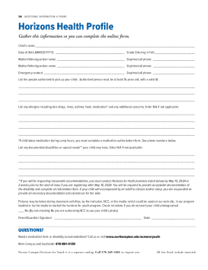 Fillable Online Horizons Health Profile Form Fax Email Print - pdfFiller