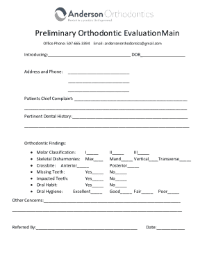 Fillable Online Orthodontic Evaluation Form Fax Email Print - pdfFiller