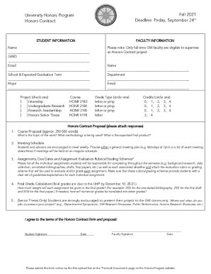 Fillable Online University Honors Program Honors Contract Fall 2021 Fax Email Print - pdfFiller
