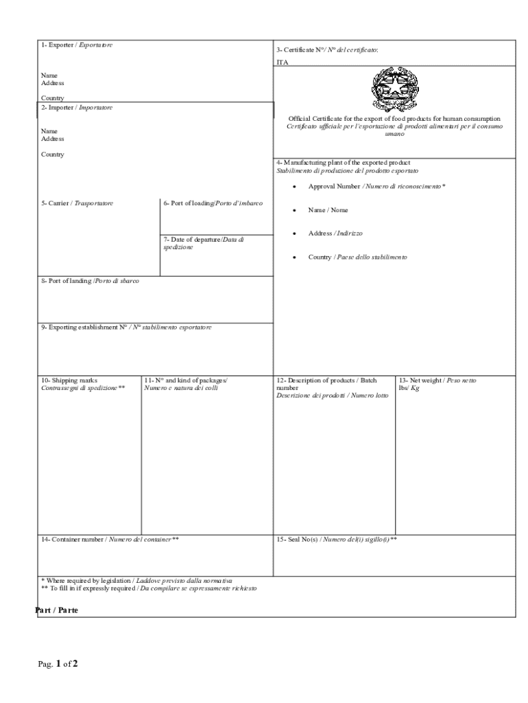 Compilabile Online Examples of CFSAN-Issued Food Export Certificates ...