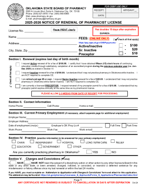 Fillable Online 2025-2026 Notice of Renewal of Pharmacist License Fax ...