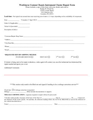 Fillable Online Instrument Cluster Repair Request Fax Email Print - pdfFiller