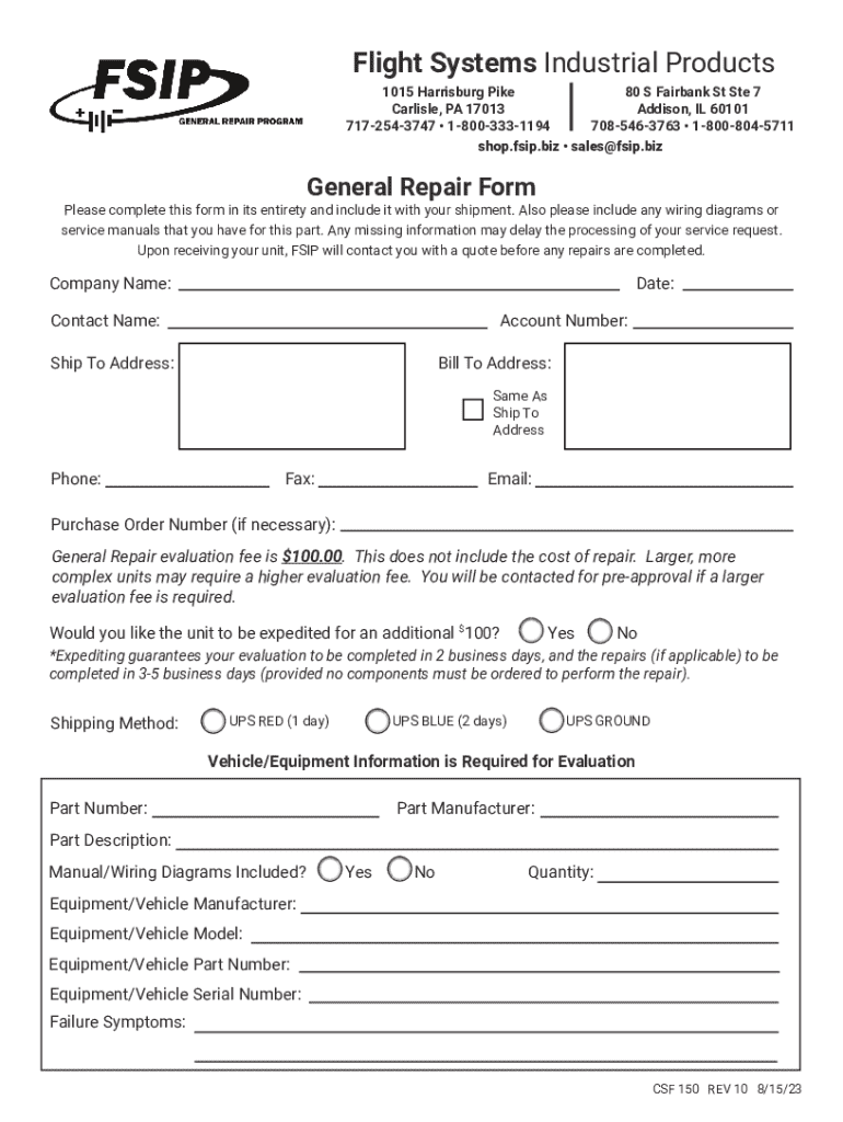 Fillable Online General Repair Form Fax Email Print - pdfFiller