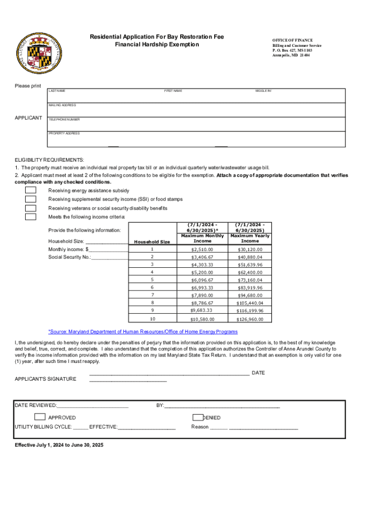 Fillable Online Form CenterBay Restoration Fee Financial Hardship ...